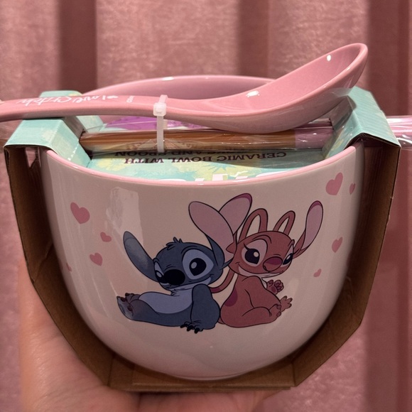 Kitchen | Disney Lilo And Stitch Ceramic Bowl With Chopsticks And Spoon ...